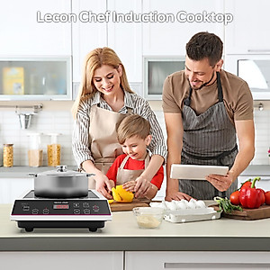 Lecon Chef Induction Cooktop 1800W Induction Burner Cooker Portable Commercial Countertop Burner Stove Stainless Steel Electric 10 Power&Temperature Levels Induction Range with 24-Hour Timer & Preset