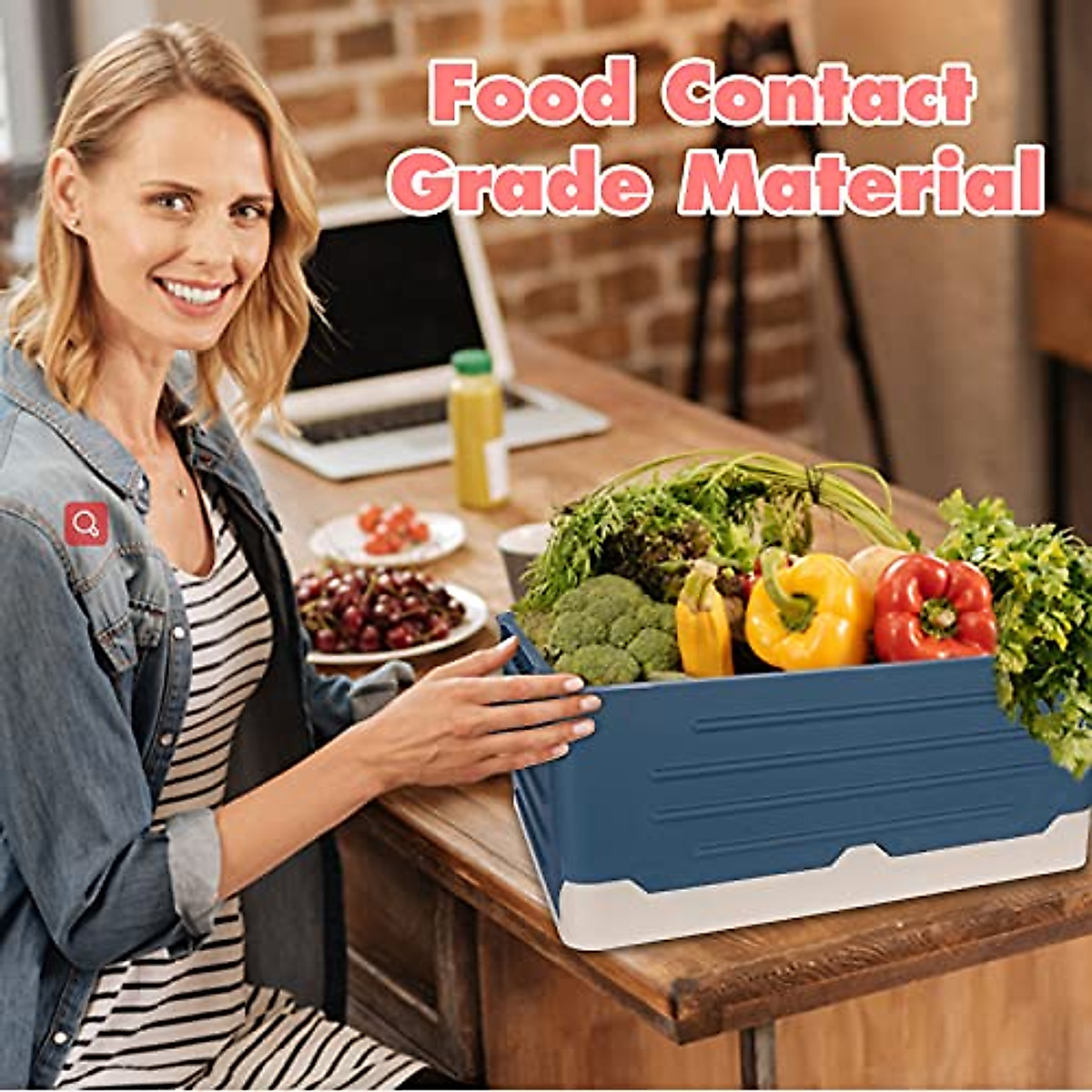 Aliokee 30L Collapsible Storage Bins with Lids,Durable Folding Plastic Containers, Utility Crates,Stackable Latch Storage Boxes For Home & Office &Car Travel Organization(3-Pack,Blue)