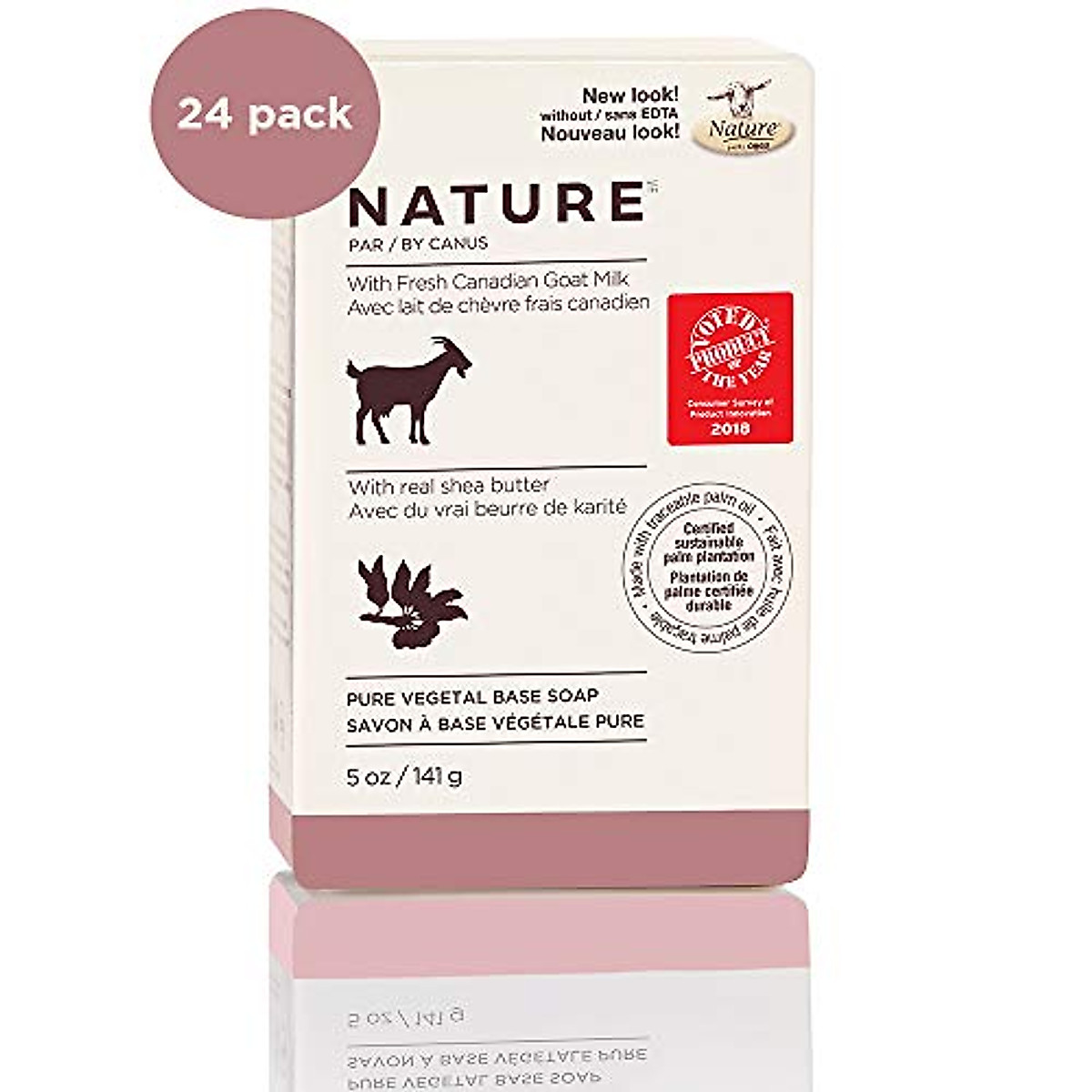 Nature by Canus Bar Soap With Fresh Canadian Goat Milk Vitamin A, B3, Potassium, Zinc and Selenium, Shea Butter, 5 Ounce (Pack of 24)