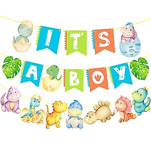 Dinosaur Baby Shower Banners Dinosaur Theme IT'S A BOY Banners Dinosaur Hatching Soon Baby Shower Decorations for Rawr It's A Boy Party Dino Baby Shower Party Supplies