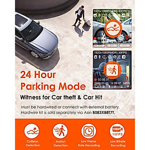 Vantrue E1 Lite 1080P WiFi Mini Dash Cam with GPS and Speed, Free APP, Voice Control Front Car Dash Camera, 24 Hours Parking Mode, Night Vision, Motion Detection, Loop Recording, Support 512GB Max