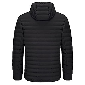 Little Donkey Andy Men's Waterproof Hooded Puffer Jacket Windproof Warm Winter Coat with Recycled Insulation Black XXL
