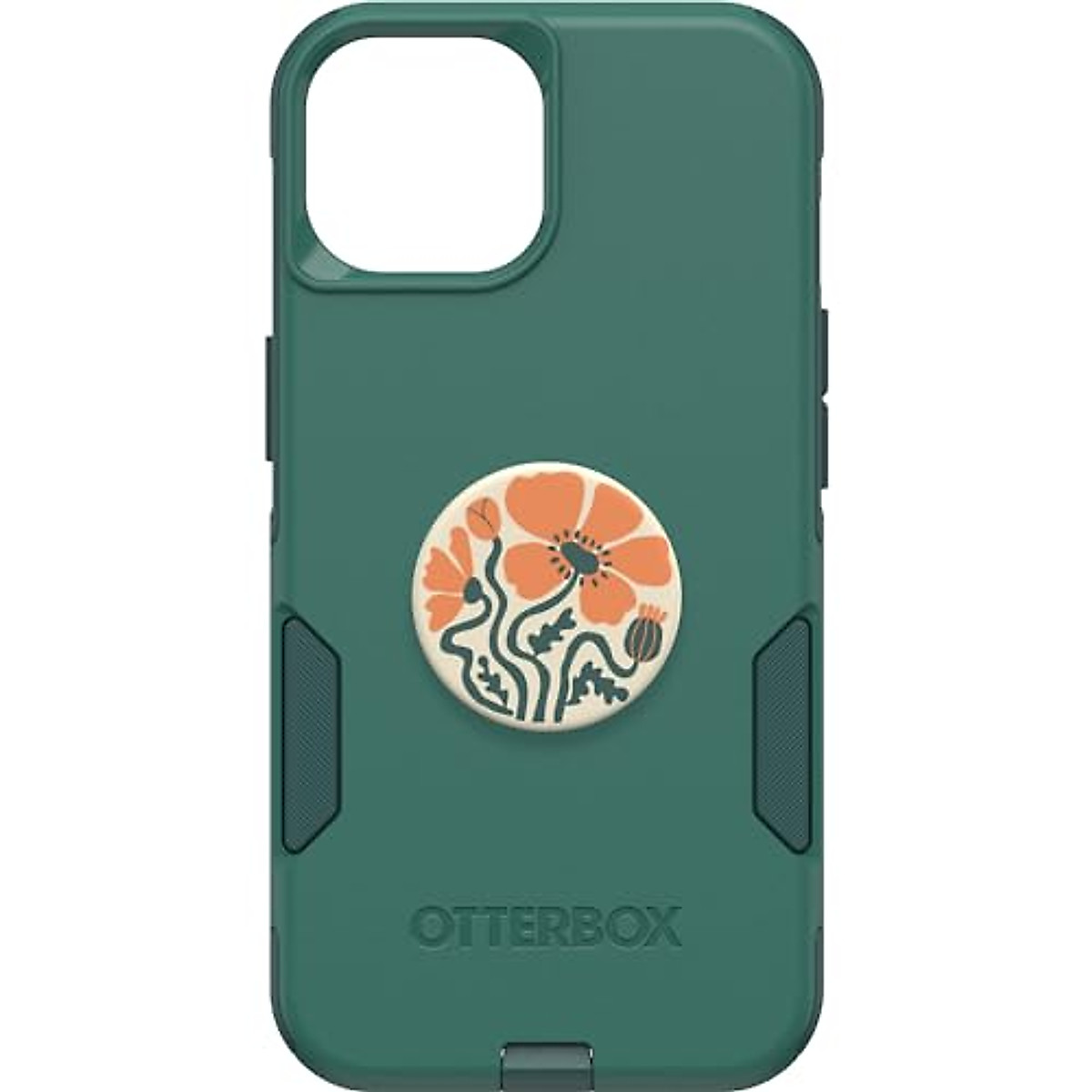 Bundle: OtterBox iPhone 15, iPhone 14, and iPhone 13 Commuter Series Case - (GET YOUR GREENS) + PopSockets PopGrip - (FALL FLEUR), slim & tough, pocket-friendly, with port protection, PopGrip included