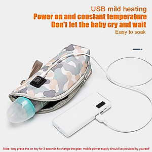 Portable Bottle Warmer, Milk Drink Heat Keeper USB Baby Bottle Warmer for Car Travel Indoor Outdoor Infant Bottle Thermostat 3 Gear Keep Warm(Camouflage)