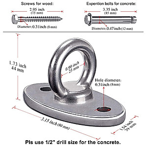 SELEWARE Ceiling Mounts Cast Stainless Steel Swing Hangers Wall Anchors Hanging Sensory Swing Yoga Swing Suspension Straps Patio Swing and more 2 Pcs