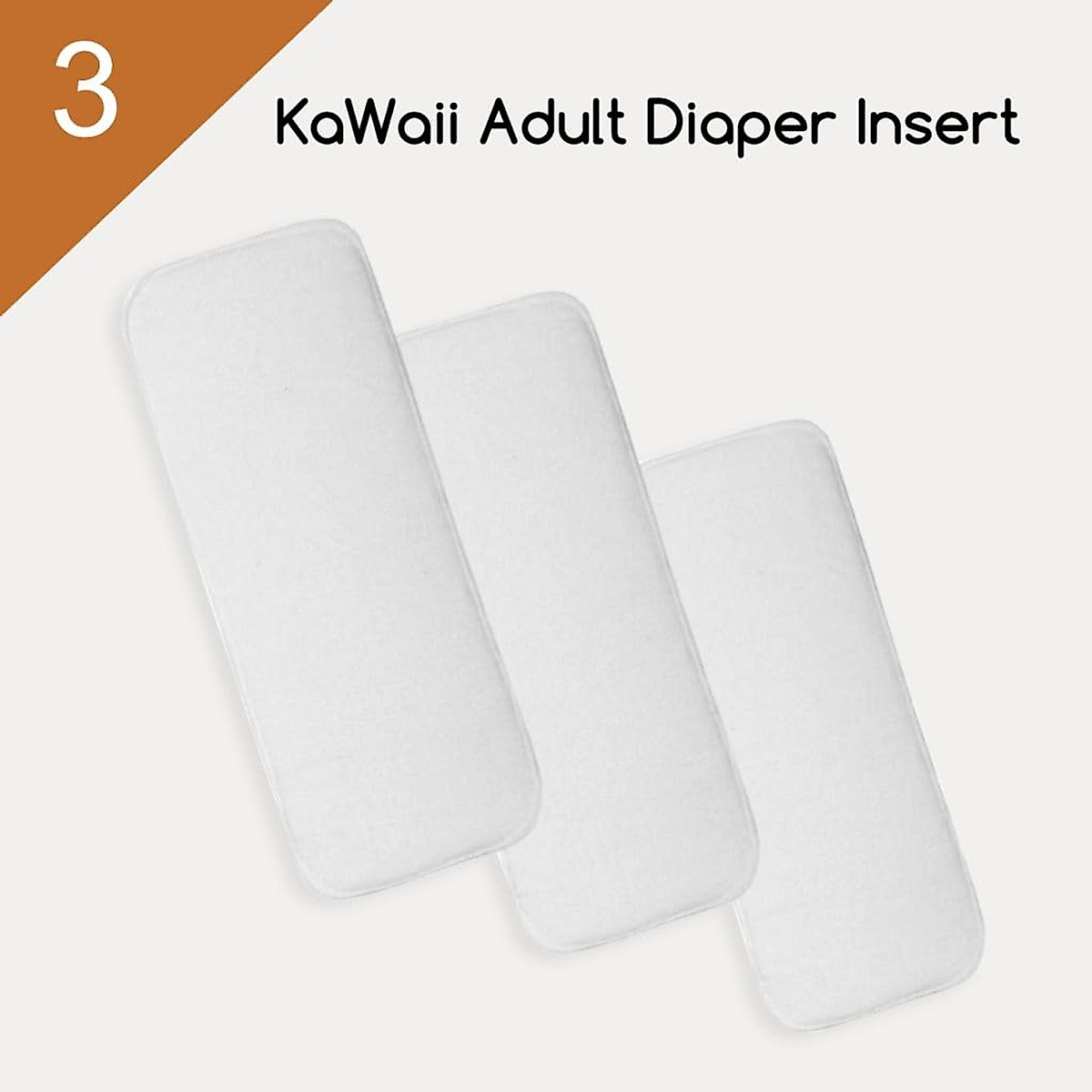 3-Pack Kawaii Adult/Women/Teen Reusable Cloth Diaper Insert, Incontinence, Pregnancy, Childbirth, Super Absorbent 4-Layer Microfiber Insert Oversize 48.5 x 19 cm