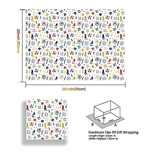 Dtiafu Flat Wrapping Paper Sheet - 4 Style Soccer Birthday Wrapping Paper for Boys Kids Men - Fun Sport Gift Wrap - 20 X 28 Inch Per Sheet(8 Sheet)
