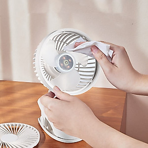 FIELDSKY Small Oscillating Desk & Clip Fan Portable Table Fan USB Rechargeable Battery Powered Quiet Personal Fan Dual Adjustable Angle Desktop Air Circulate Fan with 4 Speed
