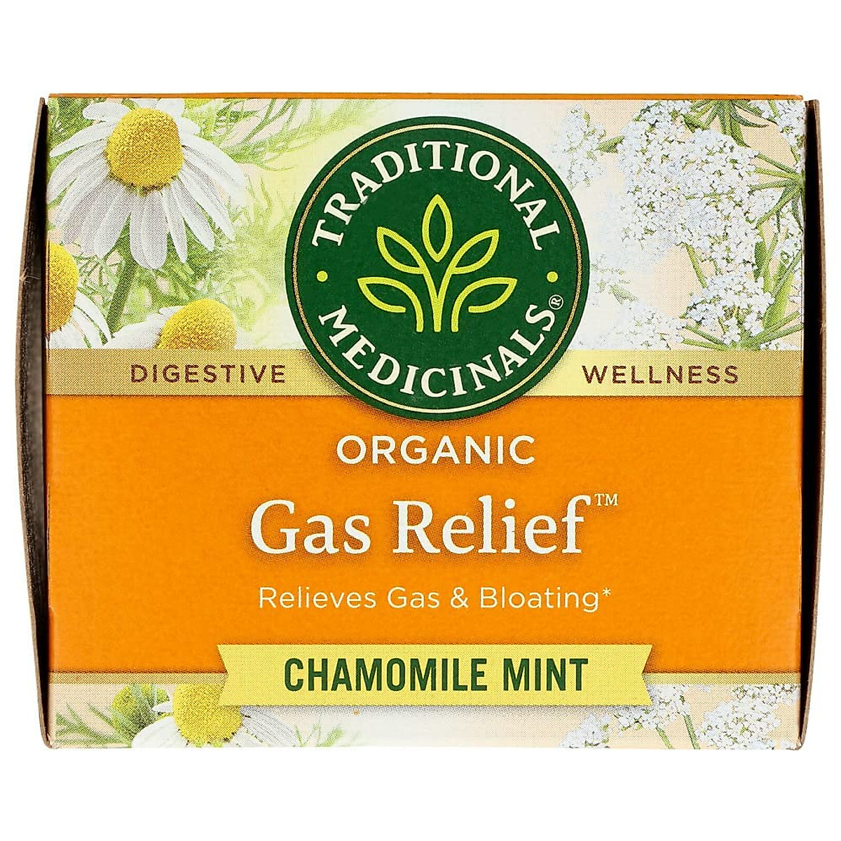 Traditional Medicinals Organic Gas Relief Chamomile Mint Herbal Tea, Relieves Gas & Bloating, (Pack of 1) - 16 Tea Bags