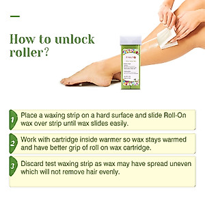Depilatory Wax Cartridge Roll On for Wax Warmer - PINKZIO Olive Roll On Wax Refills, Wax Roller for Legs and Arms, 3.52 Ounce (Pack of 3) (Not Including Wax Warmer and Strip)