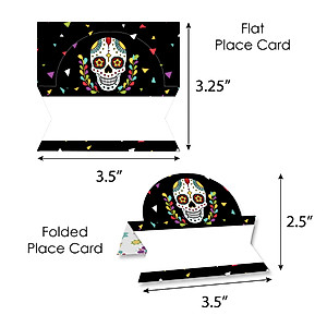 Big Dot of Happiness Day of the Dead - Halloween Sugar Skull Party Tent Buffet Card - Table Setting Name Place Cards - Set of 24