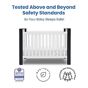 Delta Children Miles 4-in-1 Convertible Crib, Greenguard Gold Certified, Bianca White/Textured Midnight Grey
