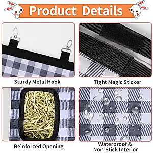 Xylitic Rabbit Hay Feeder Bag, 2 Holes Guinea Pig Hay Feeder, 600D Oxford Cloth Fabric Hay Bag for Rabbits, Hanging Bunny Hay Feeders, Large Capacity Rabbit Hay Bag for Guinea Pigs Chinchillas