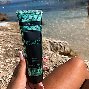 Onyx Booster Tanning Bed Intensifier Lotion - Tanning Bed Lotion with Accelerator & Tattoo Protection Formula, No Bronzer, Fast & Even Tan, Face & Body Indoor Tanning Lotion Accelerator
