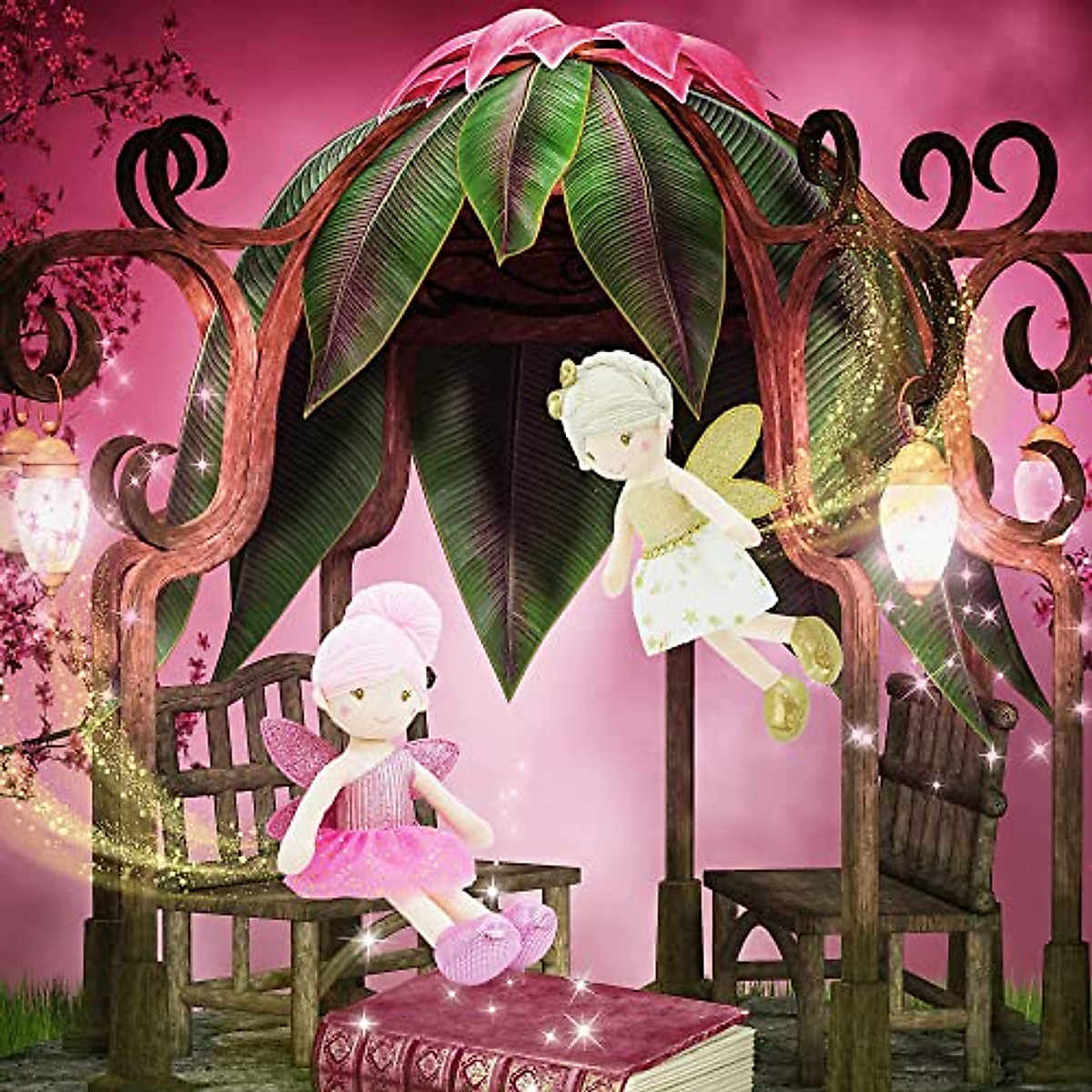 June Garden 12" Enchanted Garden Fairy Doll Elida - Plush Stuffed Soft Doll Girl Gift - Pink Outfit and Wings
