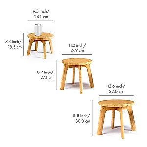 GOBAM Bamboo Step Stool, 11.8 inches - Sturdy Foot Stool for Adults, Kids Stool, Portable Wooden Stool for Kitchen, Bathroom, Bedroom, or Toy Room - 300 lbs Capacity