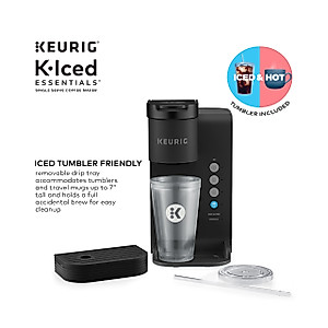 K- Iced Essentials Coffee Maker, Hot and Iced Coffee, Brew Over Ice Button, 4 Cup Sizes, 36oz Reservoir, My K- Cup Compatible,BLACK