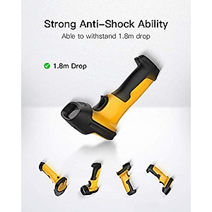 Barcode Scanner, Inateck Wireless Scanner, 2.4 GHz Adapter, 2600mAh Battery, 60M Range, Automatic Scanning, P6