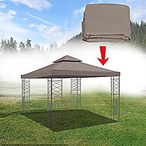 TGEHAP 10'x 10' Replacement Canopy Top Cover for Dual Tier Gazebo Outdoor Tent, Cover Only (Taupe)