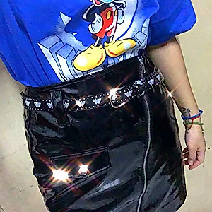 Women Girls Candy Color Laser Butterfly Print Belt Transparent Jelly Waist Belt for Pants Jeans Dress (Black)