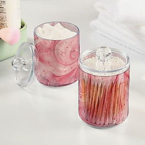 SUABO Plastic Jars with Lids,Pink MarbleStorage Containers Wide Mouth Airtight Canister Jar for Kitchen Bathroom Farmhouse Makeup Countertop Household,Set 4