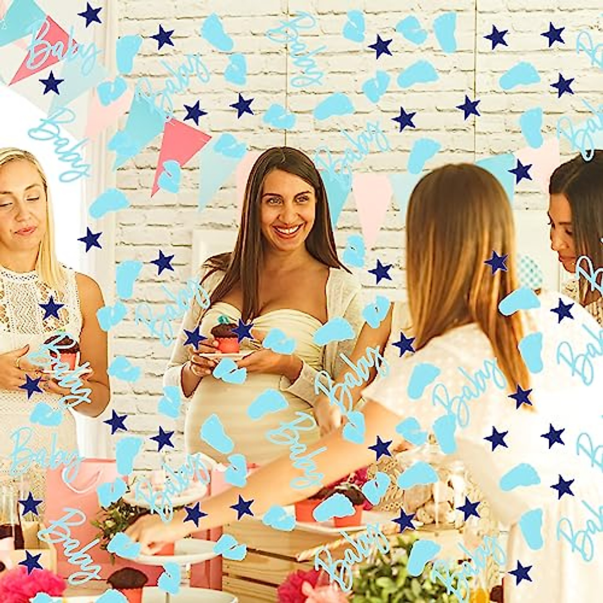 1000 Pieces Baby Shower Decorations Confetti - Blue Boy Party Decorations Table Scatter Confetti, Sprinkle Decor Confetti for Baby Shower Gender Reveal Party Supplies (Blue Feet)