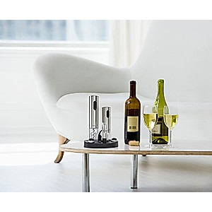 Ivation Wine Gift Set, Includes Stainless Steel Electric Wine Bottle Opener, Wine Aerator, Electric Vacuum Wine Preserver, 2 Bottle Stoppers, Foil Cutter & LED Charging Base