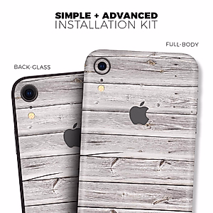 Aged White Wood Planks - DesignSkinz Protective Vinyl Decal Wrap Skin Cover Compatible with The Apple iPhone XR (Full-Body, Screen Trim & Back Glass Skin)