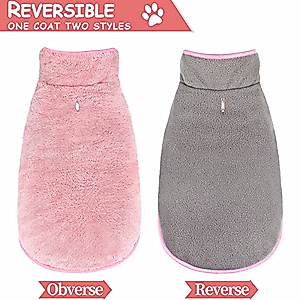 Malier Dog Winter Coat, Reversible Fleece Dog Cold Weather Coats Dog Jacket for Dogs, Windproof Warm Dog Coat Snow Dog Jacket Vest Pet Dog Clothes for Small Medium Large Dogs (Medium, Pink)