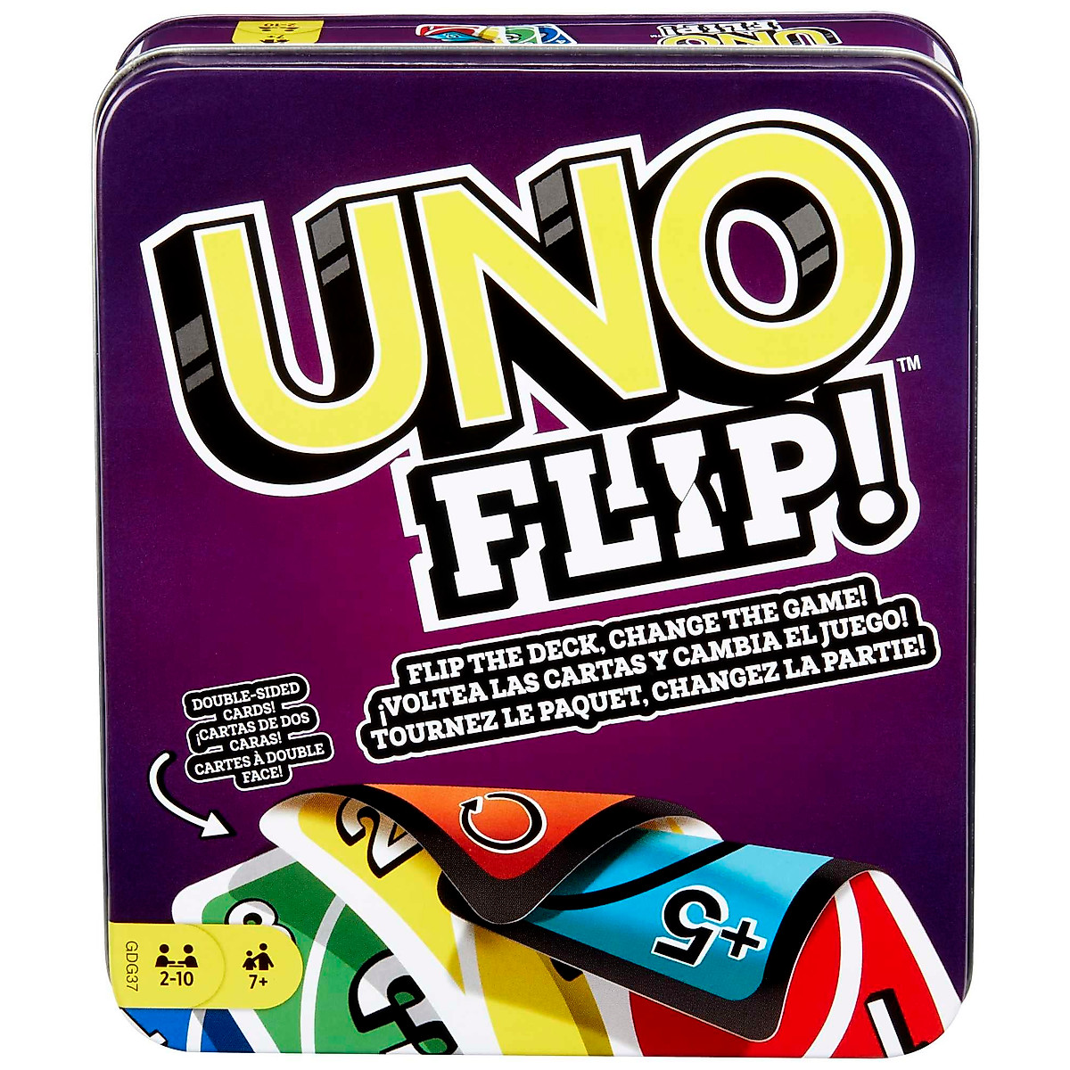 Mattel Games UNO Flip! Card Game for Kids, Adults & Family Night with Double-Sided Cards in Collectible Storage Tin (Amazon Exclusive)