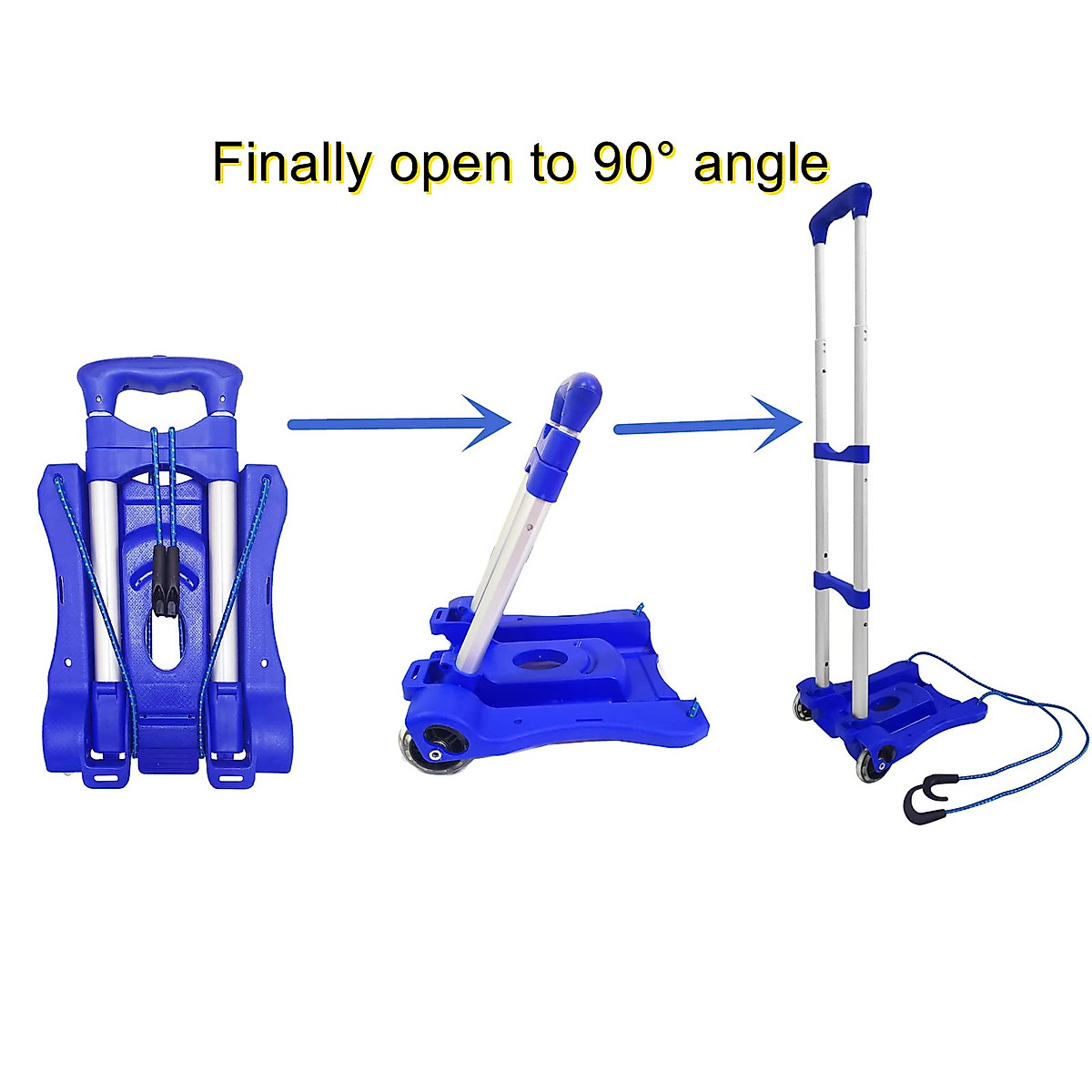 KOCKABC Folding Hand Truck and Dolly, 80lbs Collapsible Aluminum Folding Hand Trucks with 2 Elastic Ropes, Compact & Lightweight Folding Luggage Cart for Home & Travel Luggage Moving – Purple