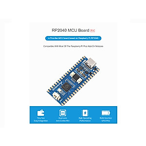 waveshare RP2040-Plus Mini Board with Pre-Soldered Header Pico-Like MCU Board Based on Raspberry Pi RP2040 Chip,Dual-core Arm Cortex M0+ Processor,USB-C Connector,16MB Flash,Higher Current DC-DC Chip