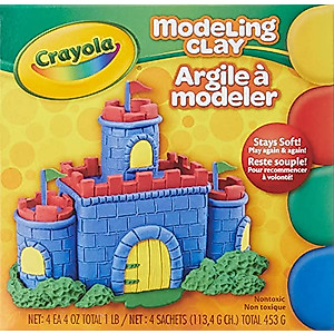 Crayola Modeling Clay, 4 Classic Colors (16 oz), Art and School Supplies for Kids, Gifts for Boys & Girls