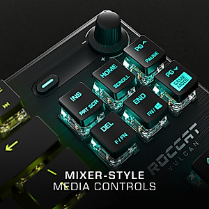 ROCCAT Vulcan TKL Mechanical PC Tactile Gaming Keyboard, Compact, Tenkeyless, Titan Switch Optical, RGB AIMO Lighting, Anodized Aluminum Top Plate, Detachable USB-C Cable, Low Profile Design, Black