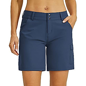 Willit Women's Golf Hiking Shorts Cargo Quick Dry Athletic Shorts Casual Summer Shorts with Pockets 7" Navy Blue 6