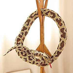 XIAOHONG Giant Boa Constrictor Large Stuffed Animal Snake Giant Snake Plush Realistic Stuffed Snake Toy 80 Inch Lifelike Snake Gifts for Kids Birthday Party Prank Props (Brown)