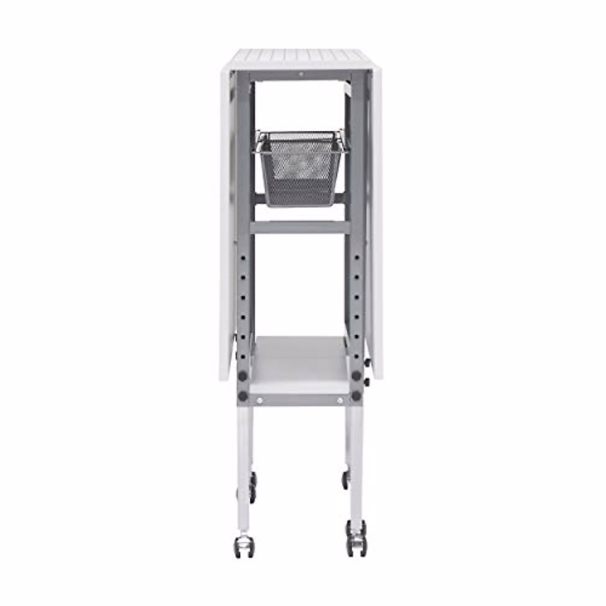 Sew Ready Foldable Hobby and Cutting Grid Table - 58.75" W x 36.5" D White Arts and Crafts Table with Grid Top and Silver Storage Drawers