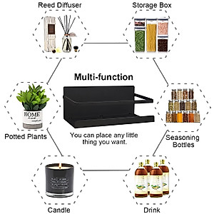Derkniel 2 Pack Magnetic Spice Rack Organizer for Refrigerator, Magnet Fridge Spice Shelf with Strong Magnet Back for Holding Seasoning, Jars, Bottles, Cans, Beverages (Black)