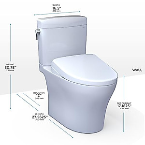 TOTO WASHLET+ Aquia IV Cube Two-Piece Elongated Dual Flush 1.28 and 0.9 GPF Toilet with S7 Contemporary Bidet Seat, Cotton White - MW4364726CEMFGN#01