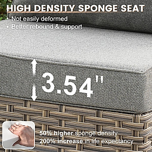 XIZZI Wicker Patio Furniture Set,Outdoor Rattan Modular Sectional Sofa,Outside Coversation Set with Solar Coffee Table for Porch Balcony Backyard Deck Poolside (Grey, 5Pcs Set)