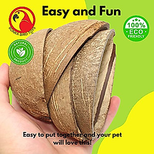 Bonka Bird Toys 1031 Pk4 Half Shell Coconuts Natural Forage Chewing Party Arts Craft Parrot Macaw African Grey