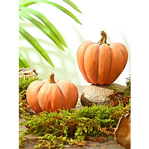 Fake Pumpkins, 4 Pcs Pumpkin Design Decorative Statue, Foam Plastic Fake Faux Artificial Pumpkins for Halloween Fall Harvest Festival Home Table Decor, Halloween Indoor Decoration