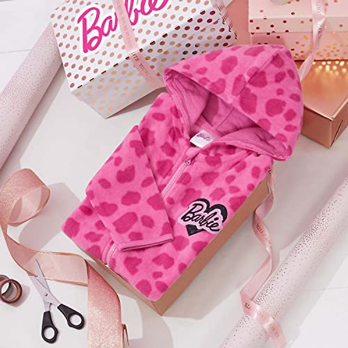 Barbie Girls Jacket Pink Hooded Fleece Girls' Jackets (Pink, 7-8 Years)