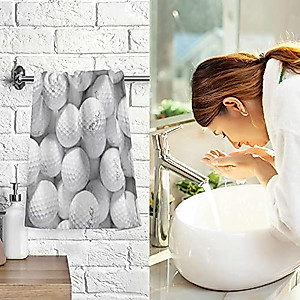 Jucciaco White Golf Balls Cotton Towels for Bathroom Sports Kitchen, Soft Absorbent Hand Towels Set of 2, 16x28 inch