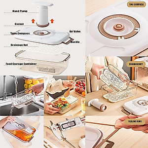 liviware home & kitchen Vacuum Seal Containers - Preserve Freshness with Time Dial, BPA-Free, Microwave-Safe - 2-Piece Set (5.1 Cups + 8.9 Cups Rectangular), White, liv01