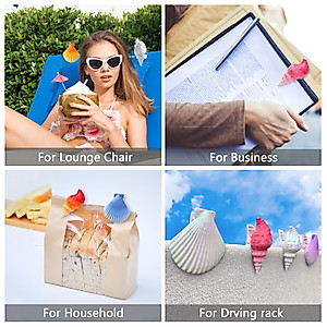 Shells Beach Towel Clips for Beach Chairs, Beach Towel Clips for Pool Chairs, Lounge Chairs, Drying Racks Decorative Windproof Towel Clips for Chairs (4 Pieces) (Electroplating)