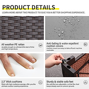 Outdoor PE Wicker Chaise Lounge Set, Patio Lounge Chairs, Outside Poolside Lounger Furniture Set of 3, Brown Rattan Recliners with Adjustable Backrest, Grey Cushions, and Storage Table