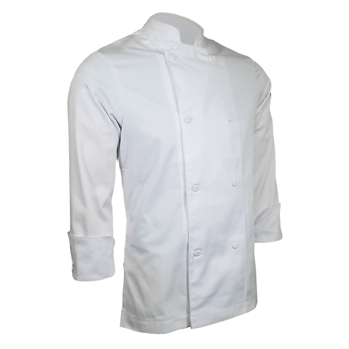 ChefsCloset Premium Cloth Covered Button Long Sleeve Chef Coat, White, Large