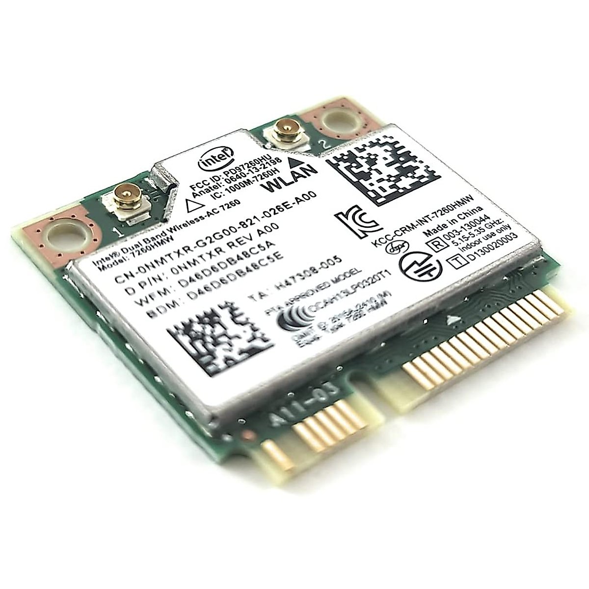 Intel Dual Band Wireless-AC 7260 2x2 Network plus Bluetooth adapter (7260.HMWWB.R)