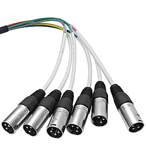 Seismic Audio - SARLX-6x10-6 Channel XLR Colored Mutil-Patch Snake Cable 10 Feet - Shielded Audio Frequency Control Cable Snake 10'